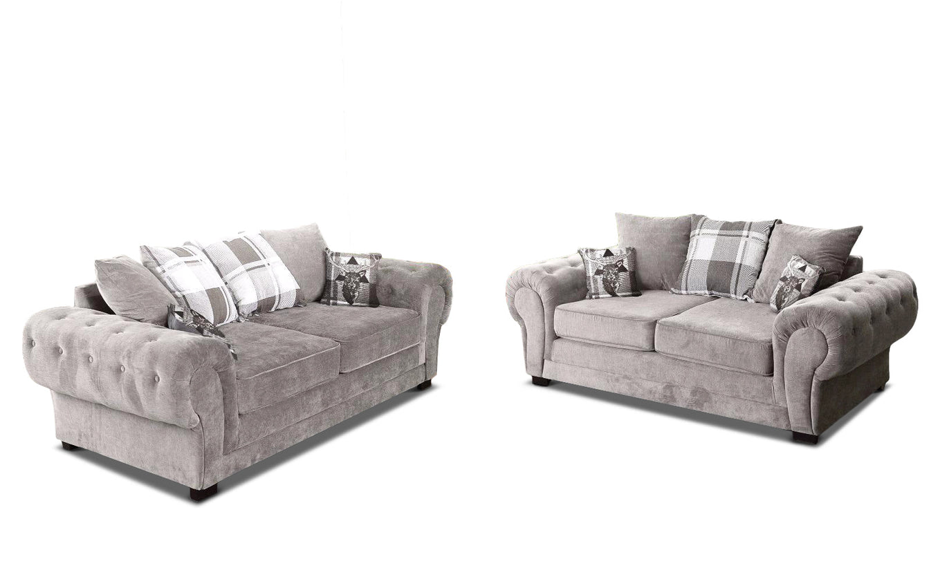 Venezia Chesterfield Silver Large 3+2 Sofa Set – Nova